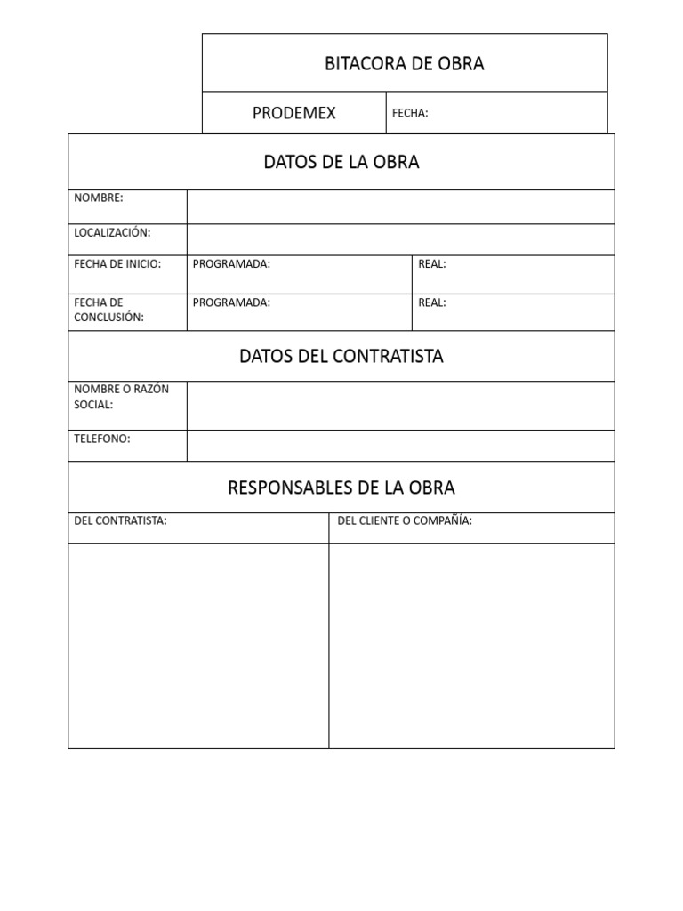 Bitacora de Obra Camino Real | PDF