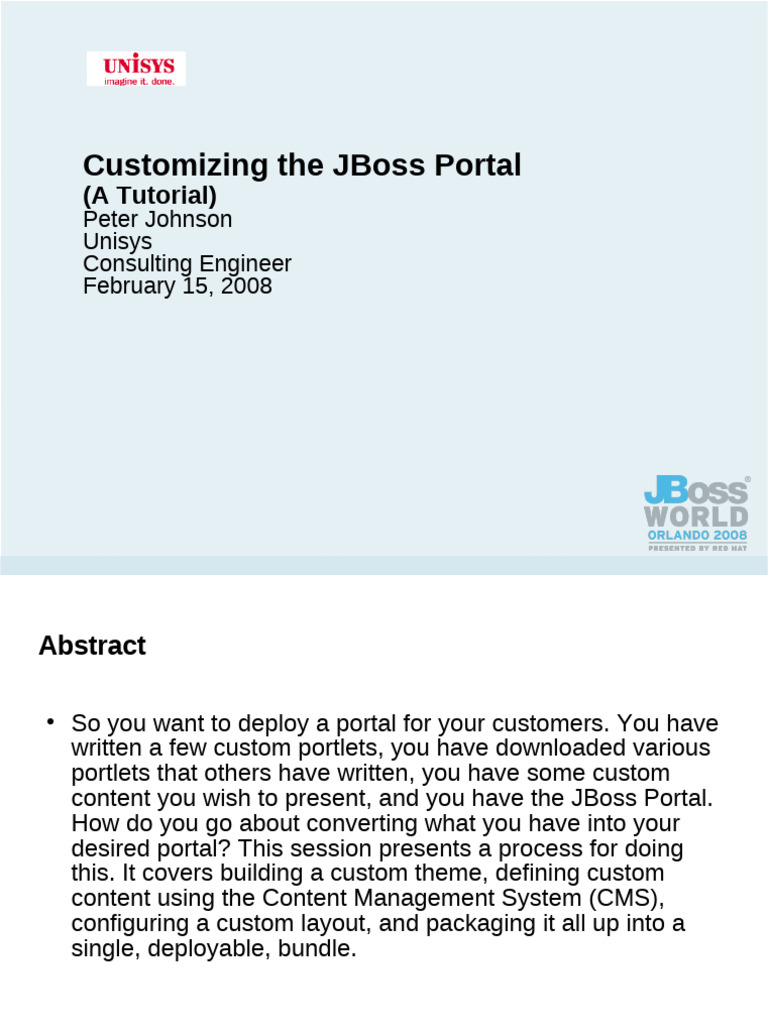 11-1150am JBoss Portal How-To Guide Peter Johnson | PDF | Computer File | Databases
