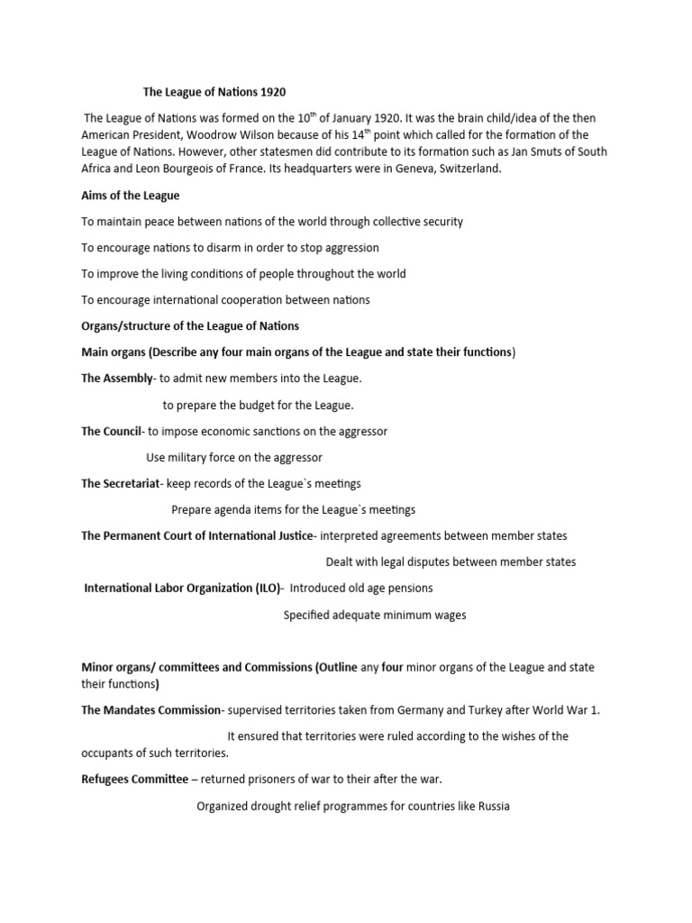 League of Nations: 1920s Conflicts Overview | PDF | League Of Nations ...