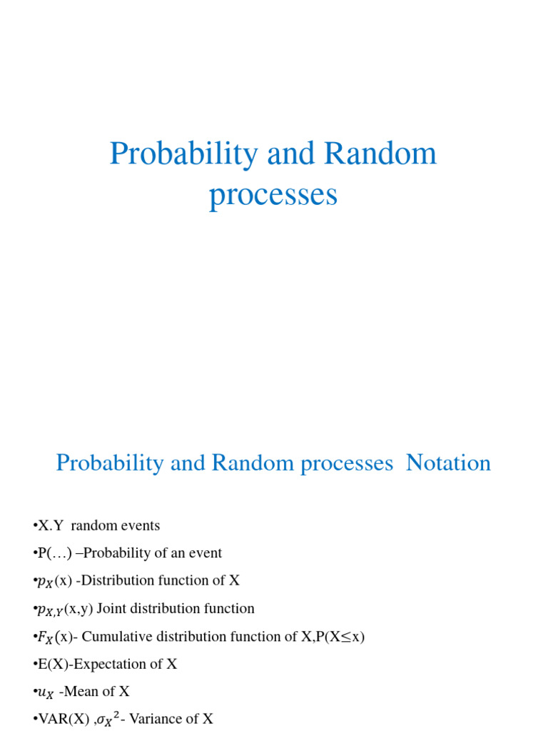 Probability and Random Processes 2023 | PDF | Probability Distribution | Variance
