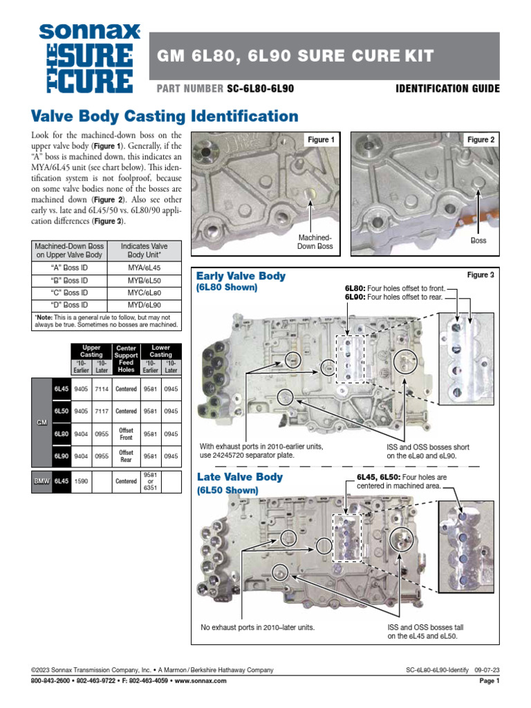 Valve Body Casting Identification: GM 6L80, 6L90 Sure Cure KIT | PDF ...