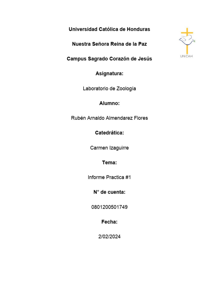 Informe de Laboratorio Zoologia Practica #1 | PDF | Biología Celular) | Organismos