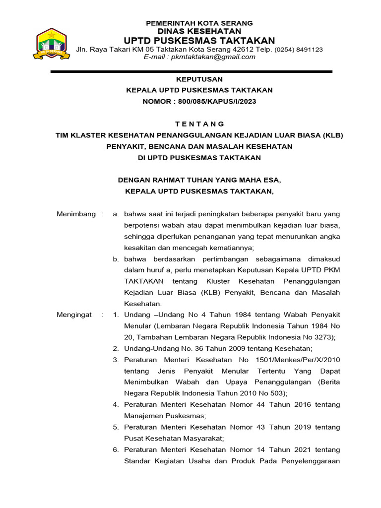 Tim Kesehatan Taktakan KLB | PDF