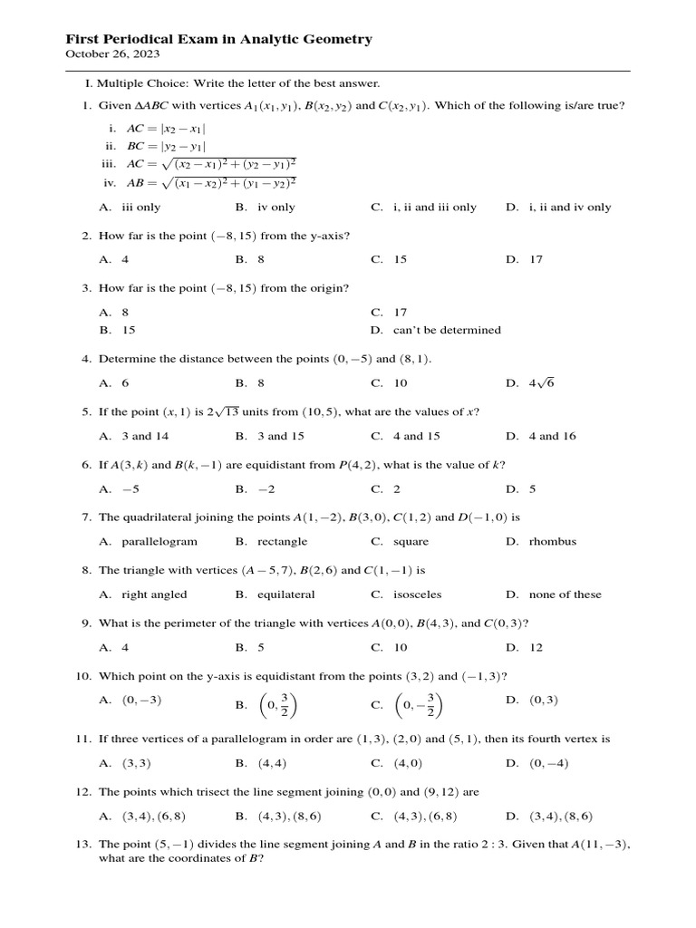 1st Quarter Exam | PDF | Triangle | Classical Geometry 1st Quarter Exam | PDF | Triangle | Classical Geometry