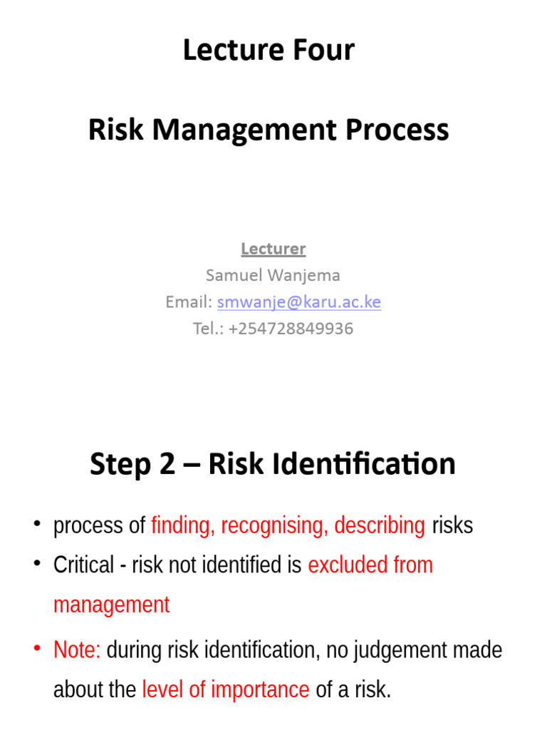 Lecture 4 - Risk Identification | PDF | Risk | Cognition