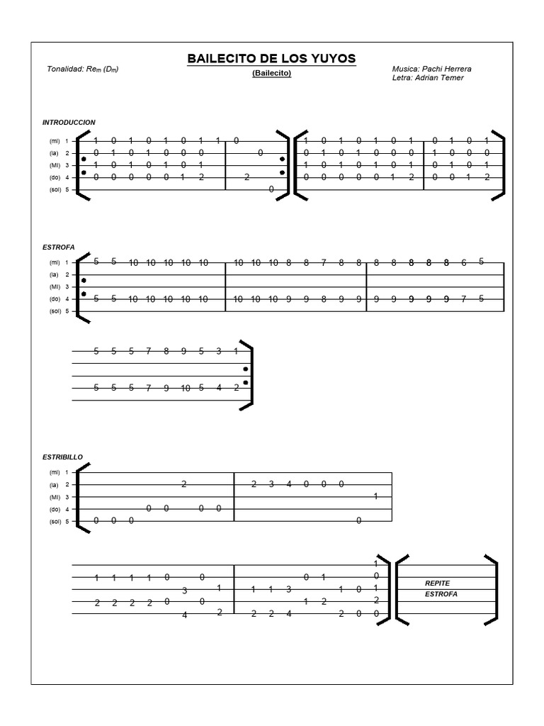 Bailecito de Los Yuyos - TABLATURA - Corregido | PDF