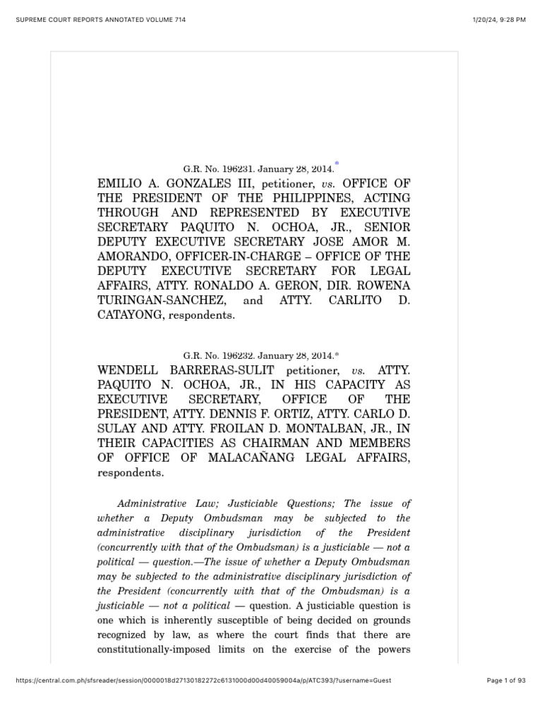 Supreme Court Ruling on Ombudsman Jurisdiction | PDF | Impeachment ...