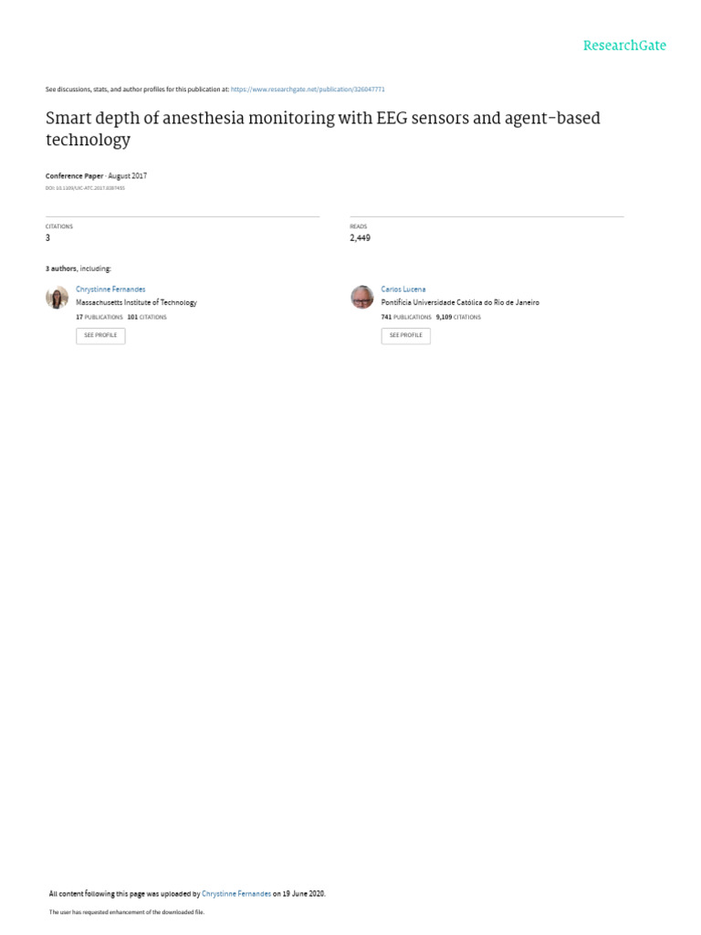 Smart Anesthesia Monitoring Tech | PDF | Anesthesia | Electroencephalography