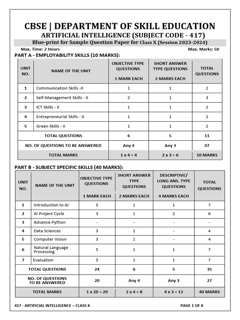 Sample Paper AI 2not | PDF | Artificial Intelligence | Intelligence (AI ...
