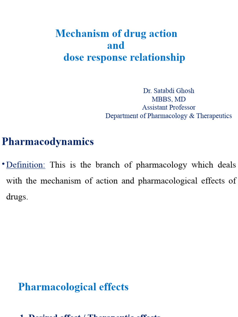 Drug Action Mechanisms & Dose Response | PDF | Receptor Antagonist ...