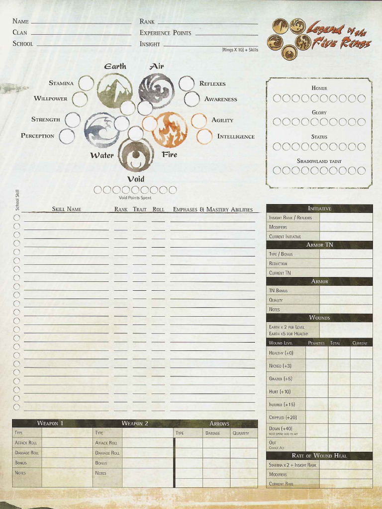 L5R Sheet 5 Pages | PDF