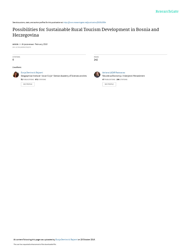 Possibilities For Sustainable Rural Tourism Develo | PDF