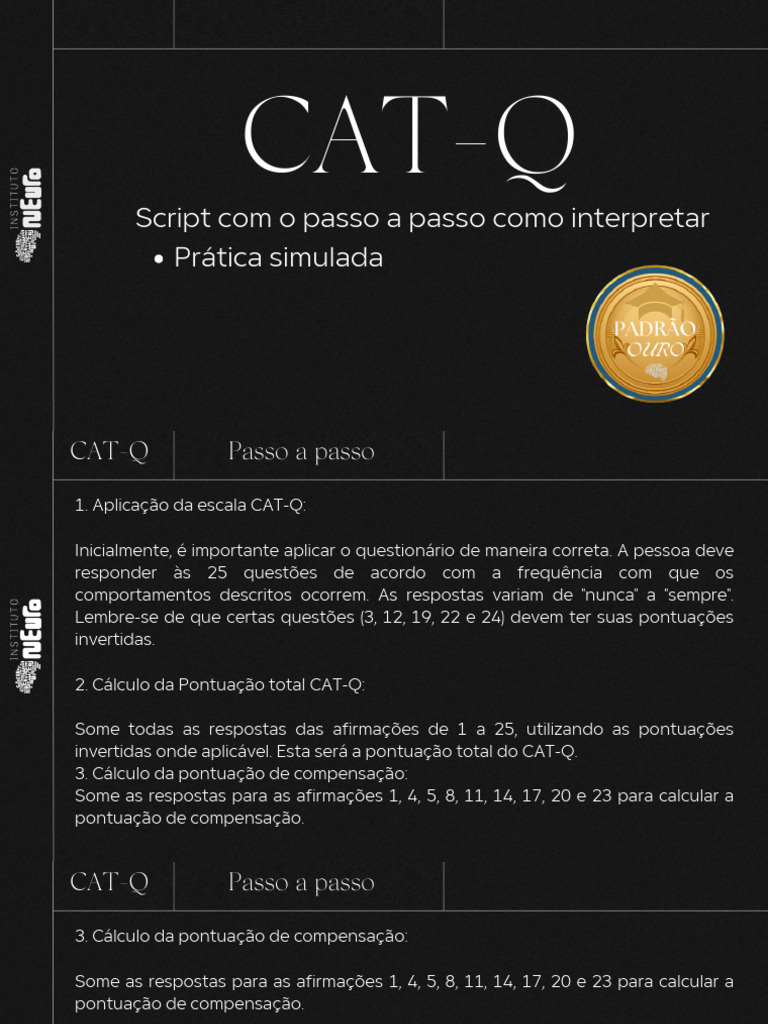 Scripit Escala Cat Q Inte | PDF | Espectro do autismo | Ansiedade