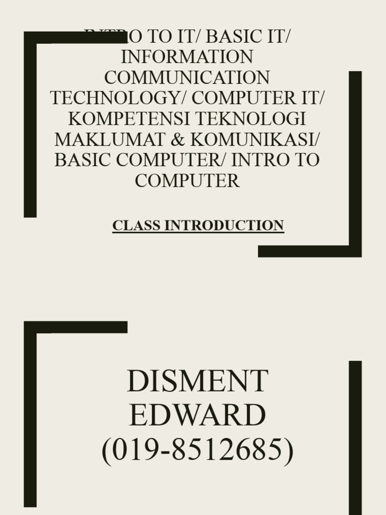 #Class Introduction - Information Technology | PDF