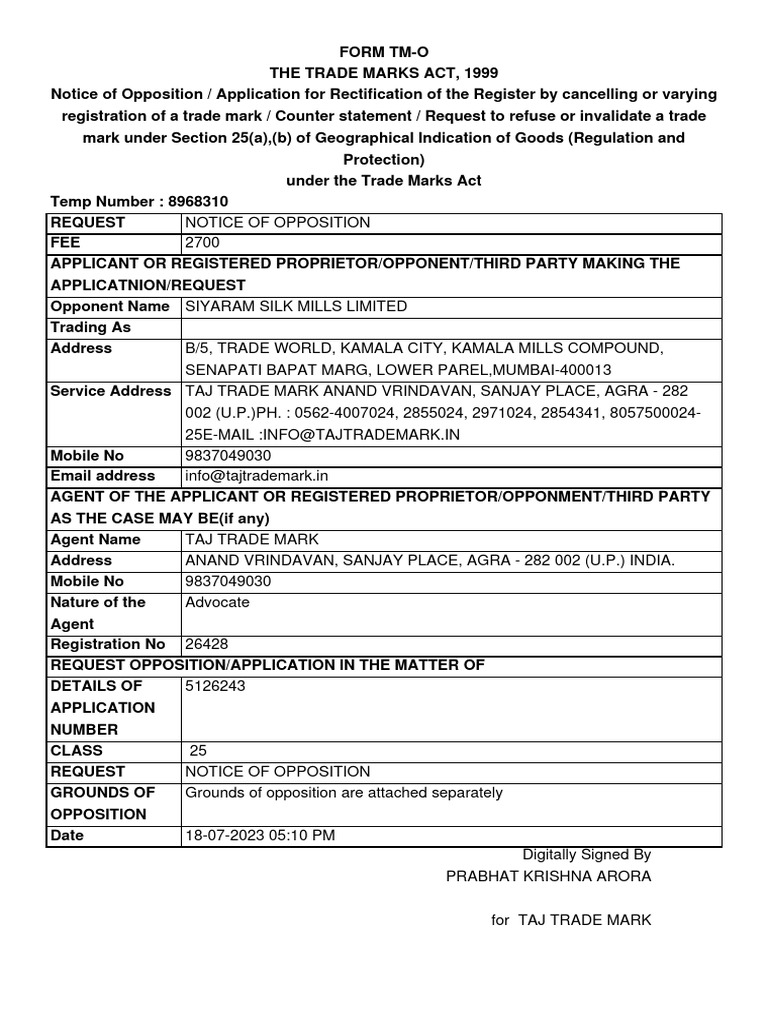 Opposition to "Lotus Regalia" Trademark | PDF | Trademark ...