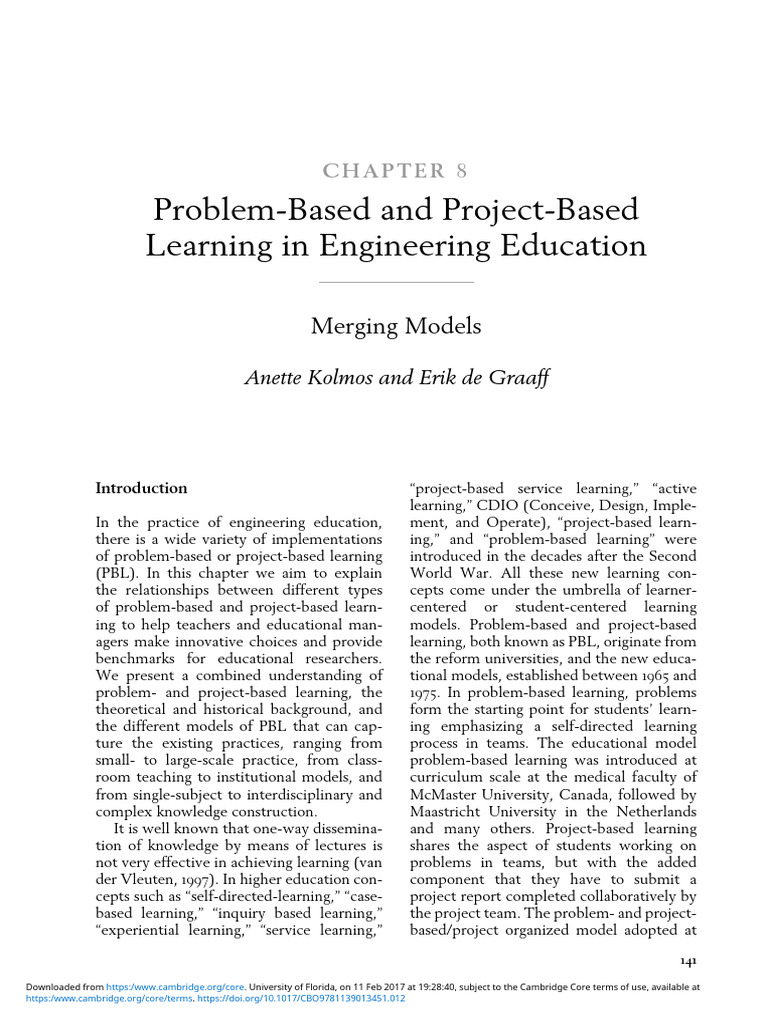 Kolmos, de Graaff - 2015 - Problem-Based and Project-Based Learning in Engineering Education ...