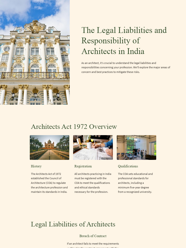 The Legal Liabilities and Responsibility of Architects in India | PDF ...