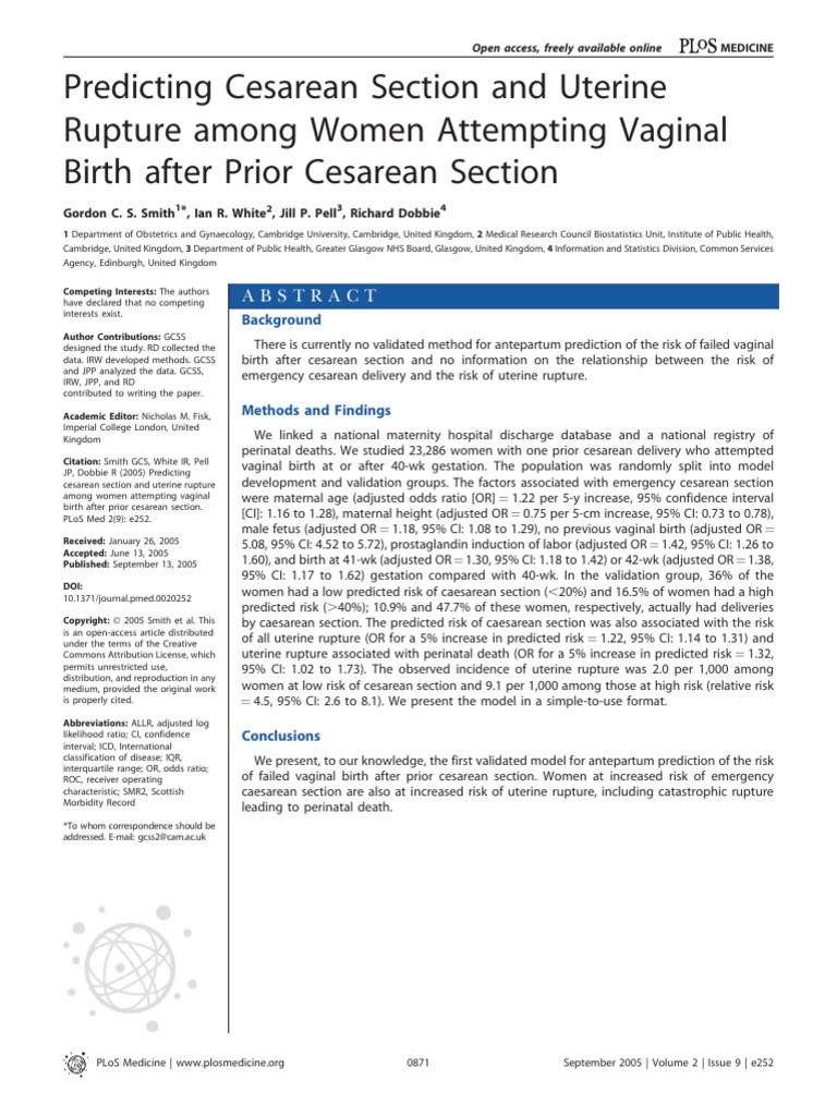 Predicting Cesarean Section An | PDF | Childbirth | Caesarean Section