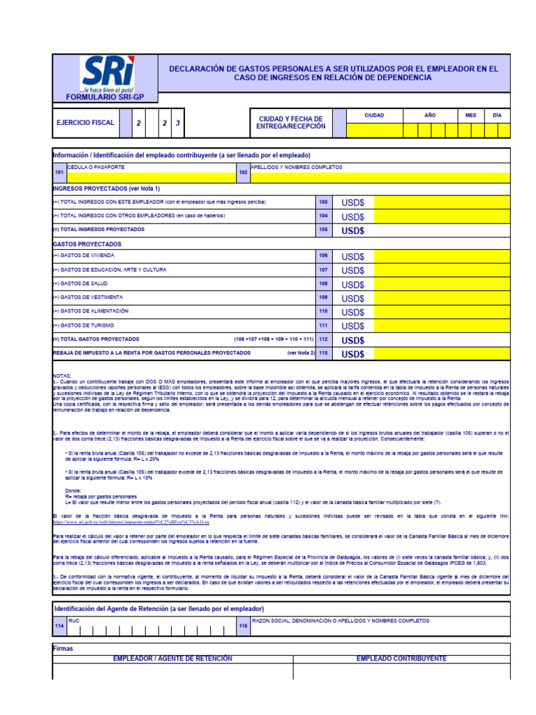 Formulario SRI - GP - 2023 | Descargar gratis PDF | Impuesto sobre la ...