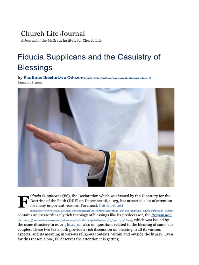 Fiducia Supplicans and The Casuistry | PDF