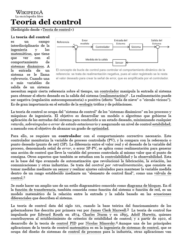 Teoría Del Control - Wikipedia, La Enciclopedia Libre | PDF | Teoría de ...