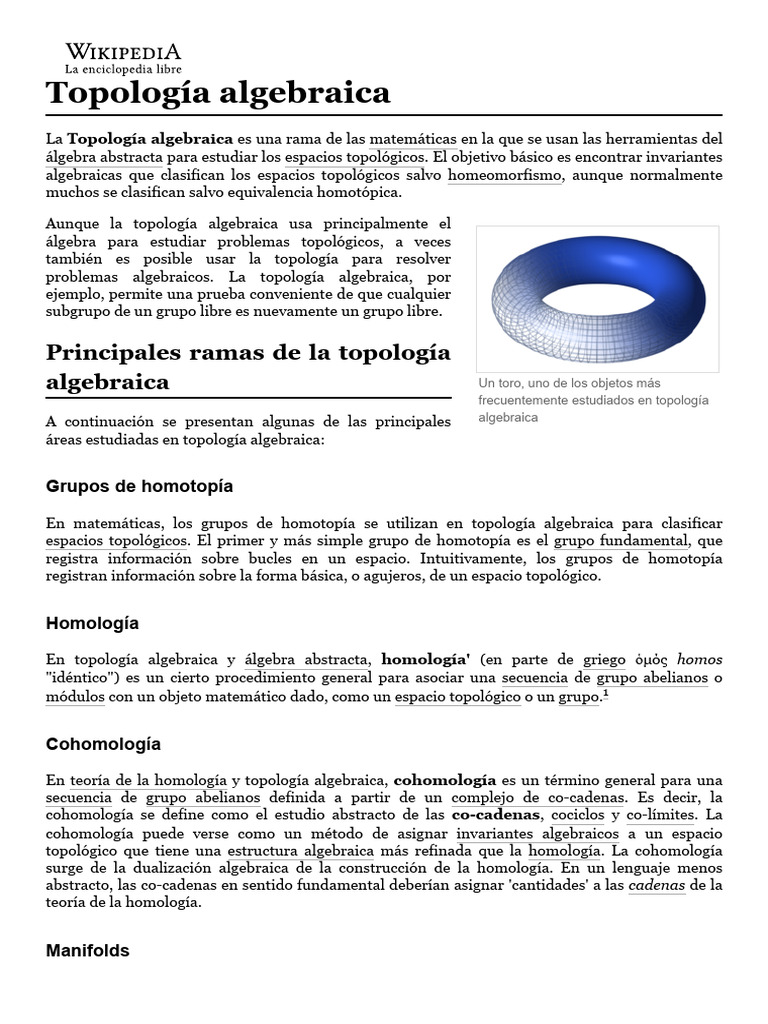 Topología Algebraica - Wikipedia, La Enciclopedia Libre | PDF ...