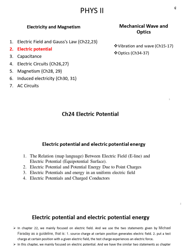 PP For CH 24 | PDF | Electricity | Electric Field