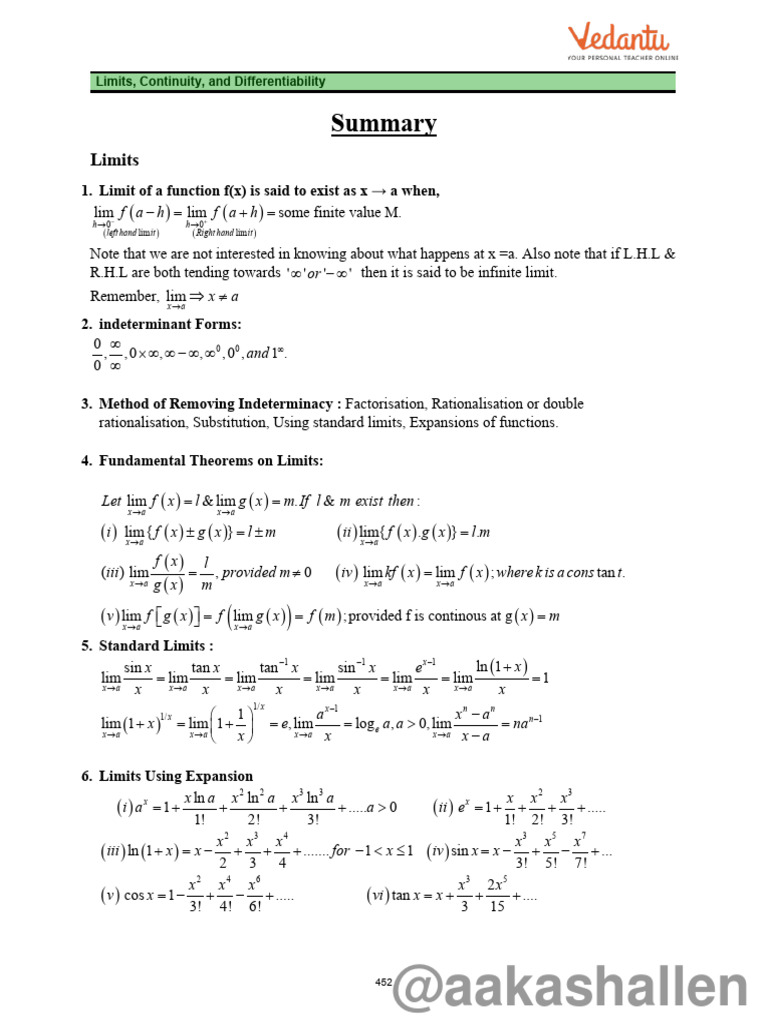 20 Limits Continuity And Differntiability Pdf Trigonometric