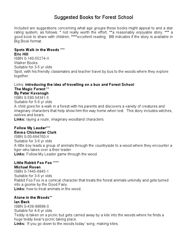 Forest School Book Recommendations | PDF | Winnie The Pooh | Nature