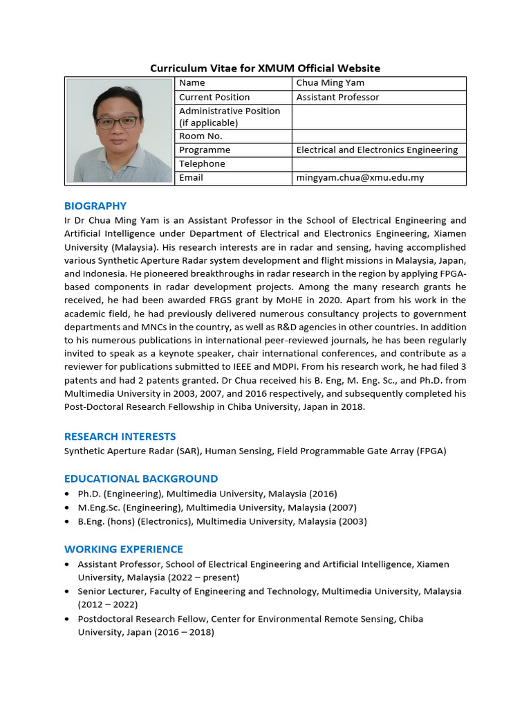 Dr. Chua Ming Yam | PDF | Radar | Extremely High Frequency