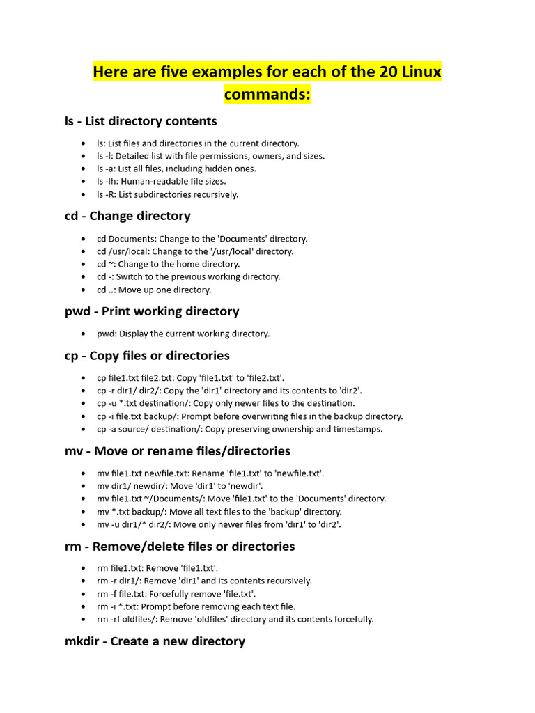 Some importantes commands Linux | PDF | Filename | Computer File