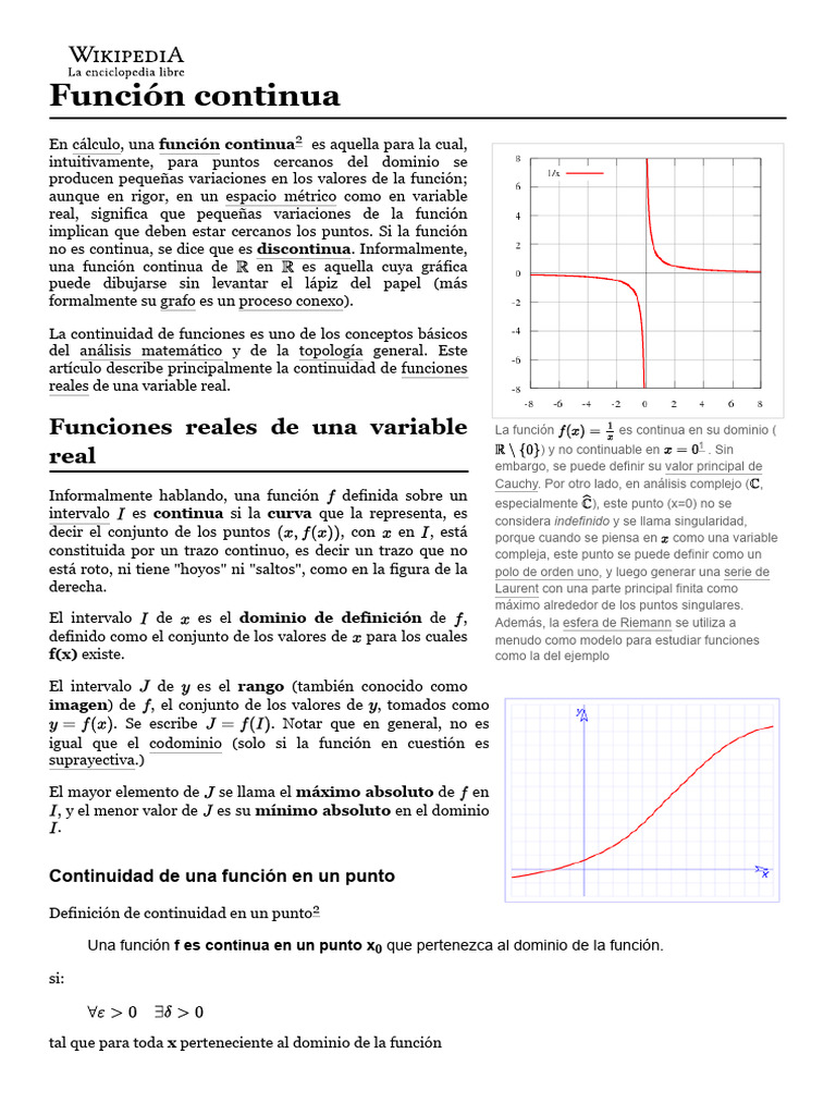 Función Continua - Wikipedia, La Enciclopedia Libre | PDF | Función ...
