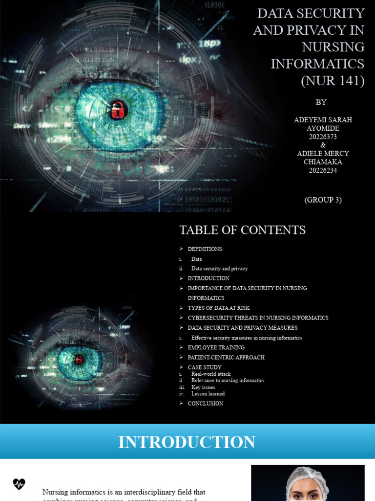 Group 3 (Data Security and Privacy in Nursing Informatics) | PDF | Information Security | Security