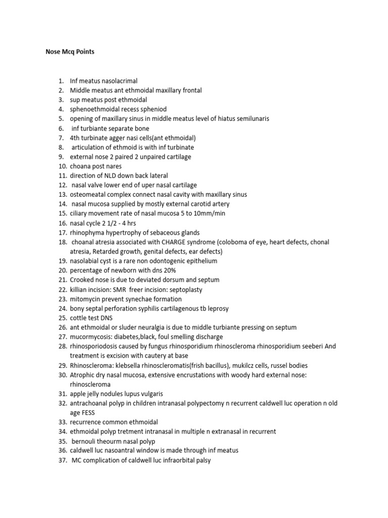 Key Points on Nasal Anatomy and Conditions | PDF | Human Nose ...
