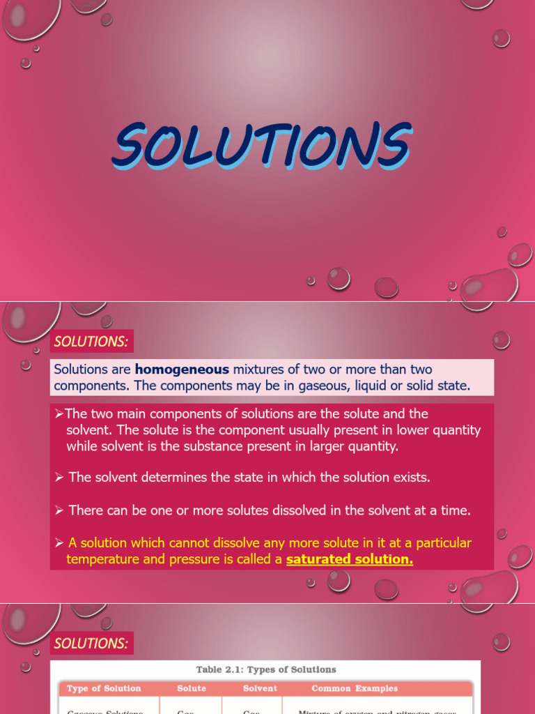 Solutions Pdf Solubility Concentration