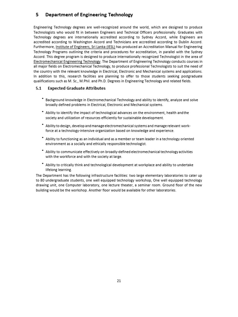 University of Ruhuna Faculty of Technology Handbook | PDF | Engineering | Mechatronics