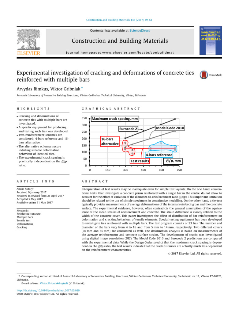 Experimental Investigation Of Cracking And Deformations Of Concrete Ties Reinforced With