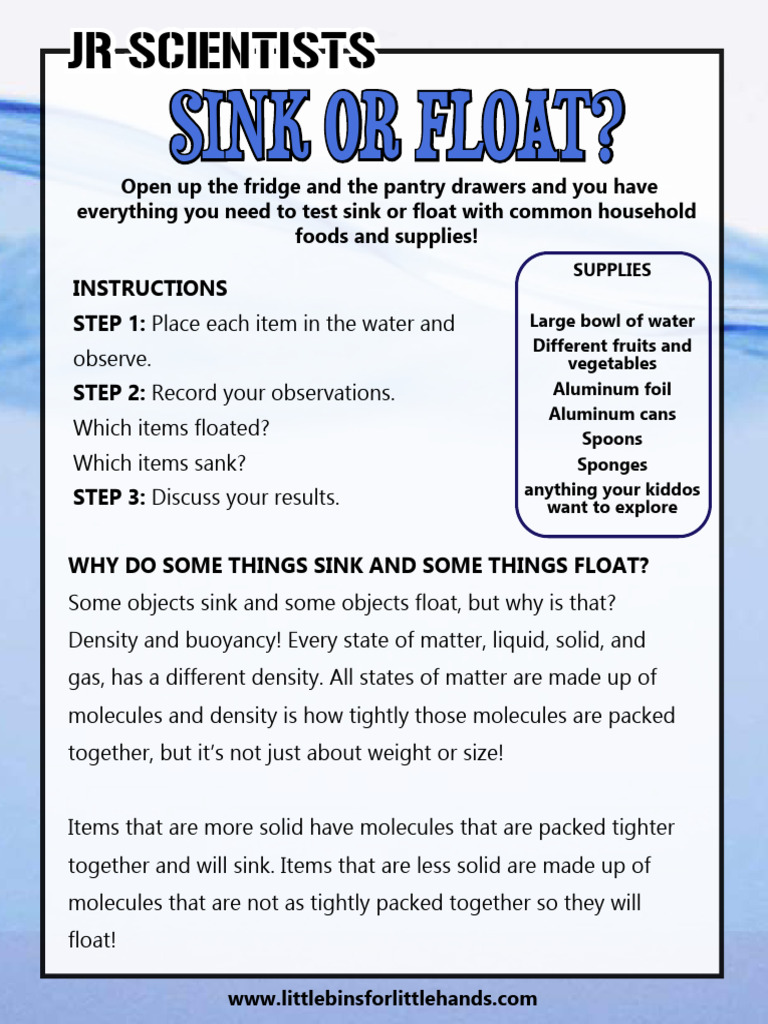 sink float | PDF | Buoyancy | Experiment