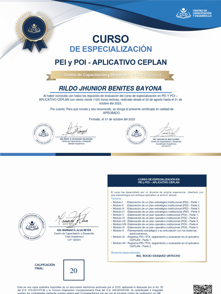 Certificado Digital en Calidad de Aprobado | PDF