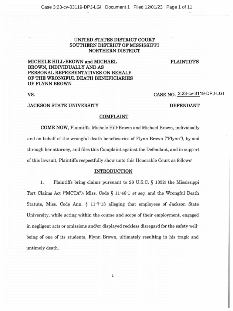 Flynn Brown Lawsuit | PDF