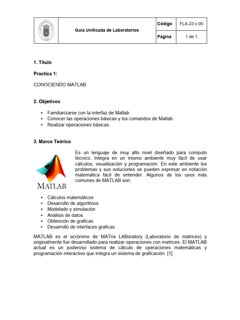Laboratorio 1 Control | PDF | Matlab | Matriz (Matemáticas)