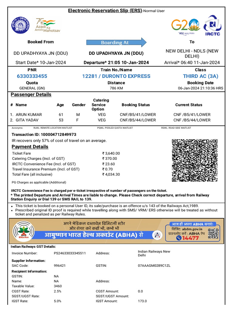 Ticket Ddu To Delhi 10 Jan | PDF | Identity Document