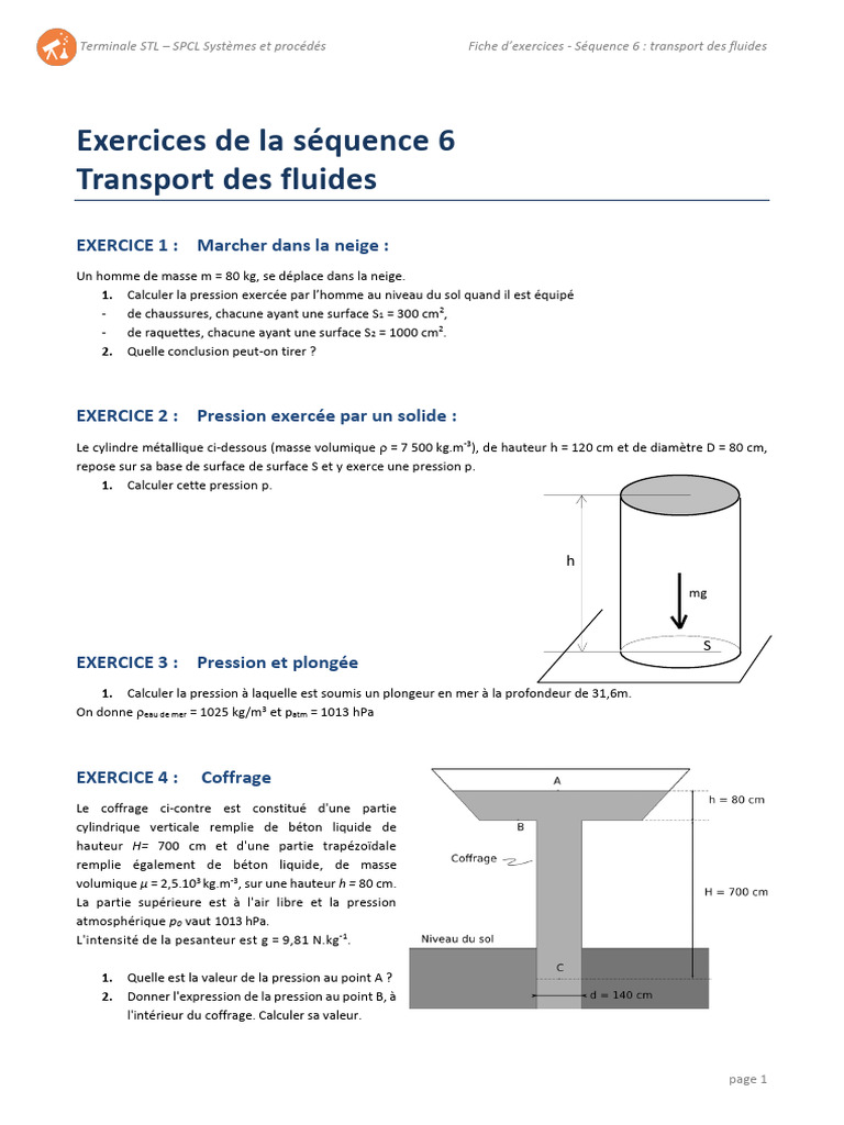 Seq 6 Exercices | PDF | Pression | Sciences physiques