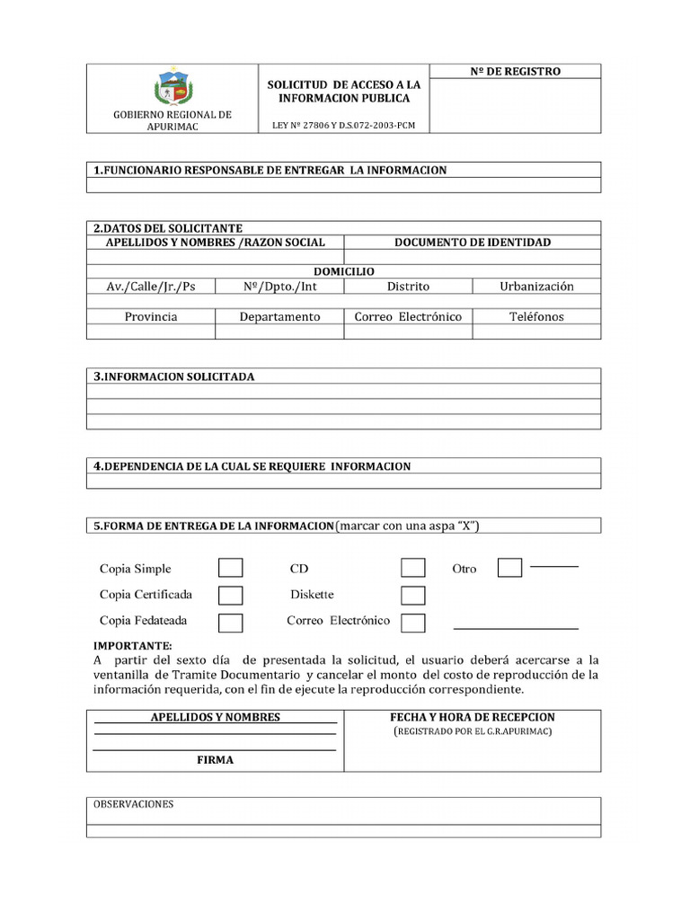 Formato de Solicitud | PDF