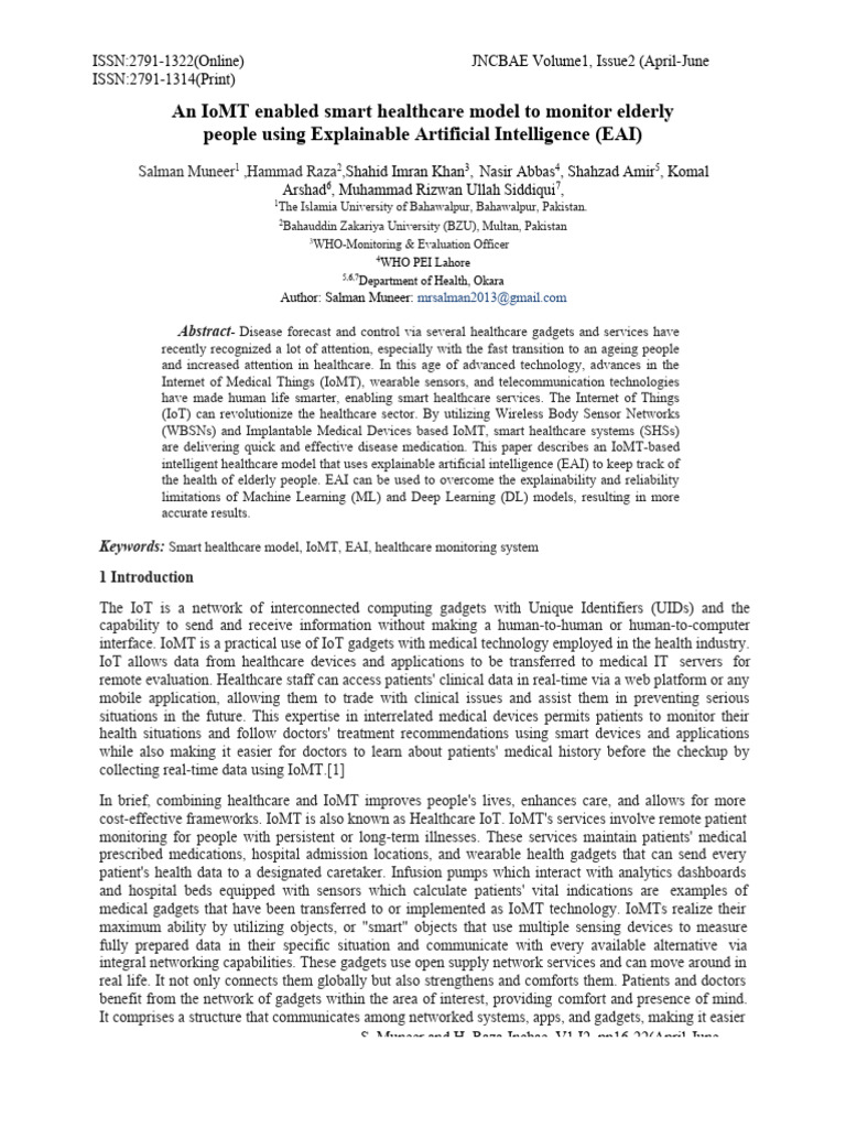 An IoMT Enabled Smart Healthcare Model To Monitor Elderly People Using ... An IoMT Enabled Smart Healthcare Model To Monitor Elderly People Using ...