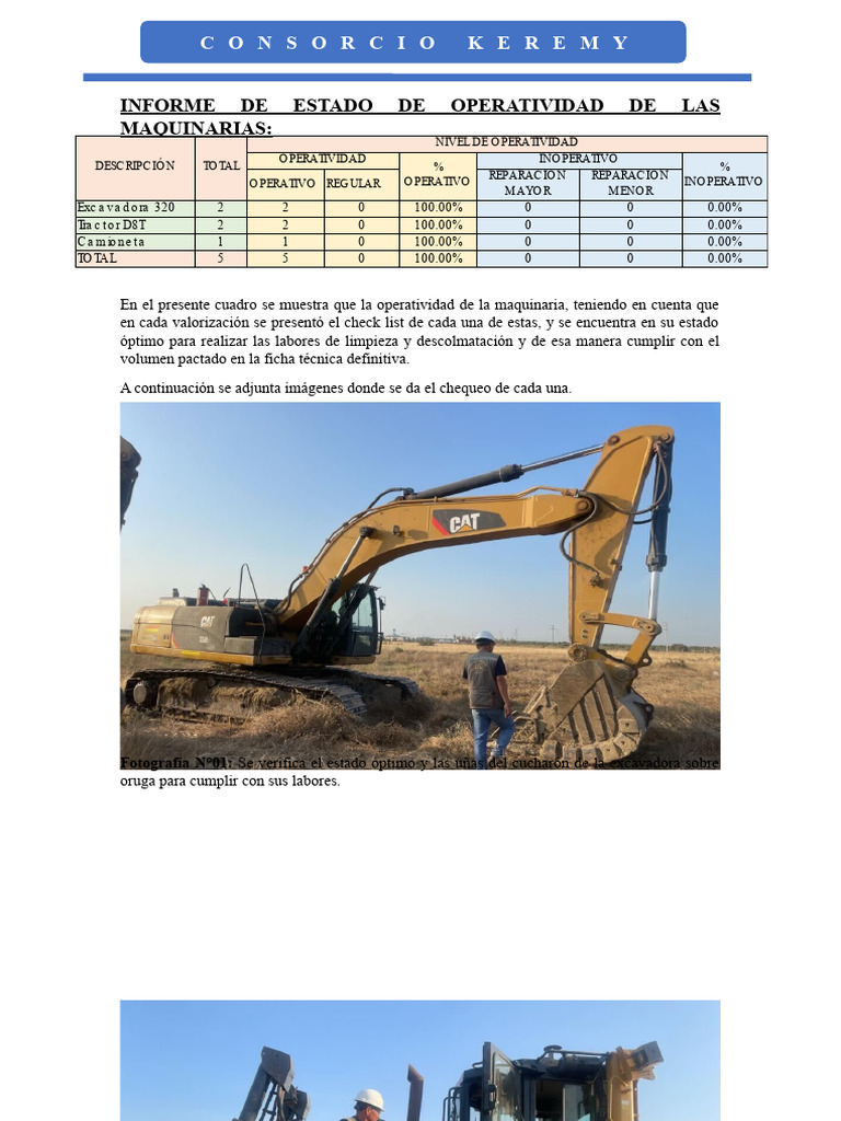 Informe de Estado Situacional de La Maquinaria | PDF