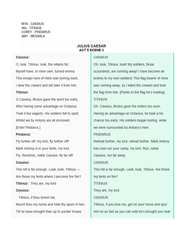 Julius Caesar Act 5 Scene 3 | PDF | Mark Antony | Augustus