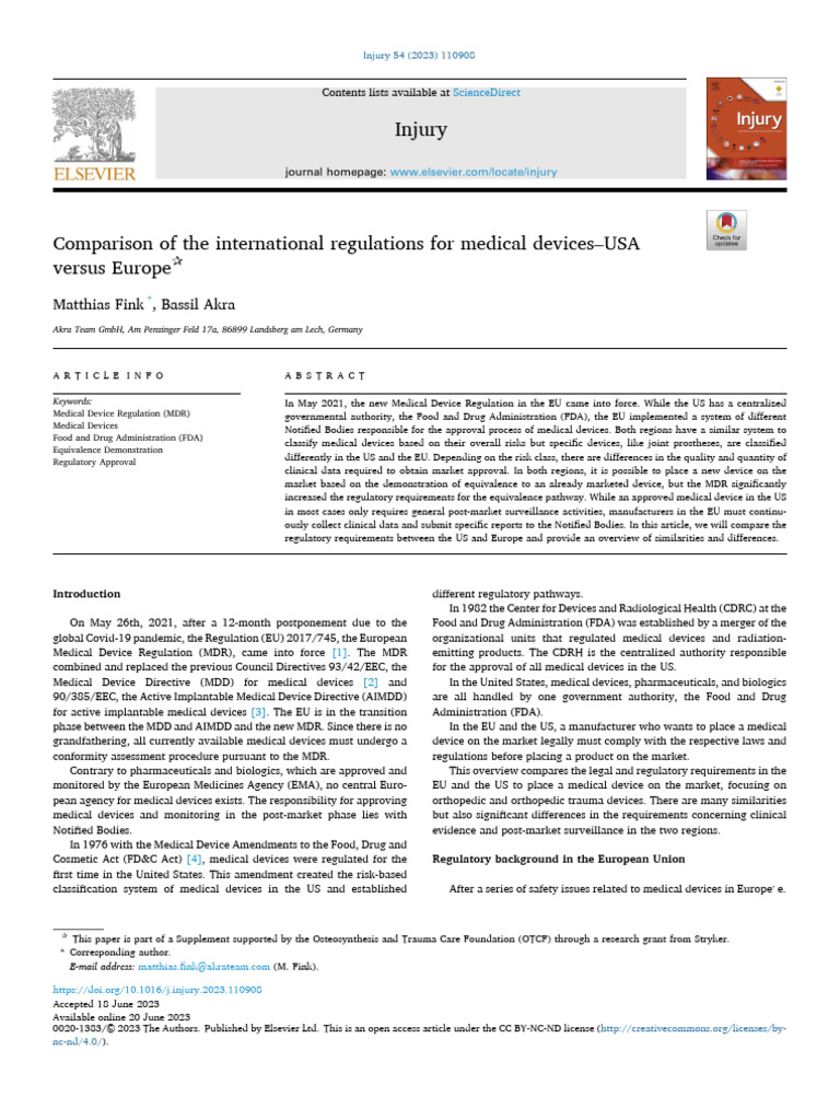 US vs EU Medical Device Regulations | PDF | Medical Device | Federal Food