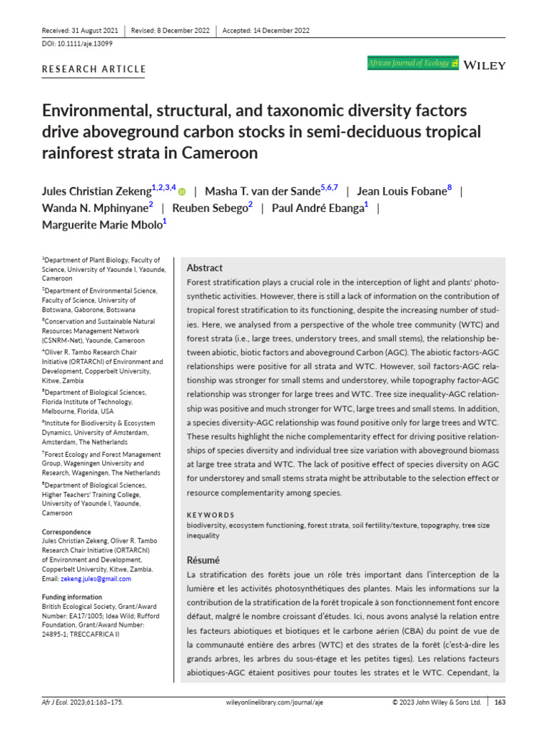 Zekeng et al 2023 | PDF | Ecosystem | Structural Equation Modeling