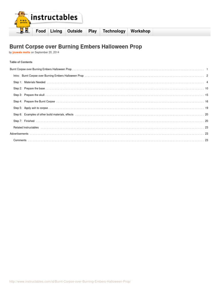 Burnt Corhhvtpse Over Burning Embers Halloween Prop | PDF | Paint ...